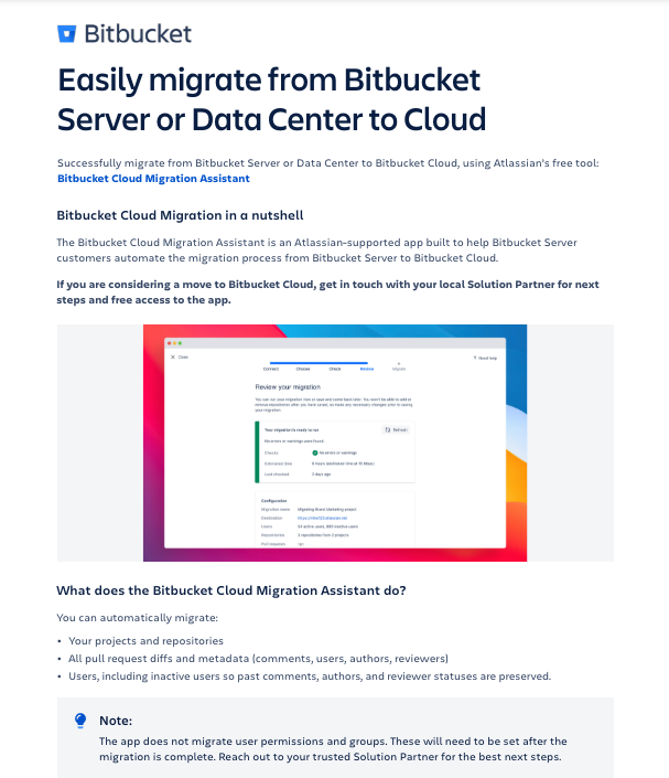 Easily migrate from Bitbucket Server or Data Center to Cloud